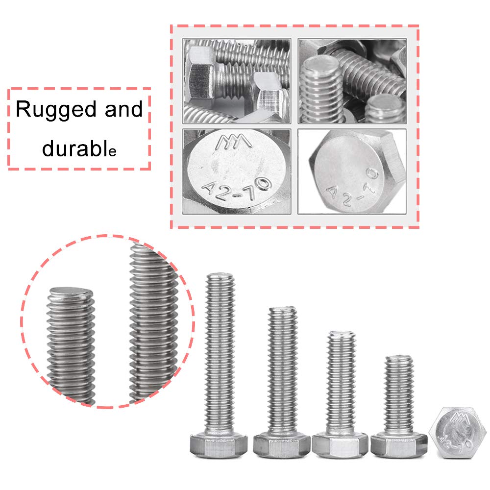 newlng M5 304 Stainless Steel Bolts and Nuts Kit, Hex Flat Head Cap Bolts Screws Nuts Hexagon Socket Head Screw,Heavy Duty Hex Bolts Nuts Assortment, Head Mechanical Parts Combination Box