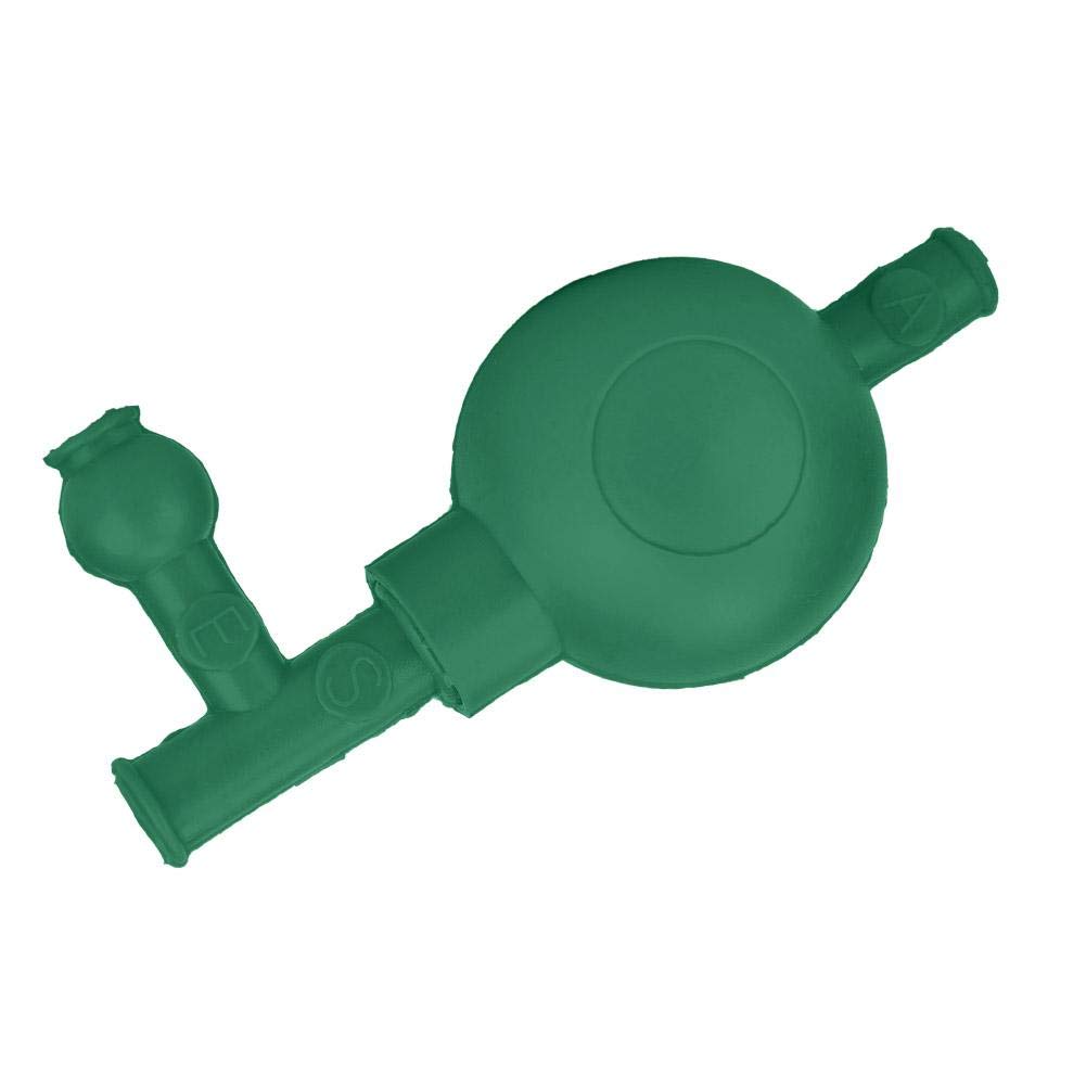 Lab Disposable Rubber Suction Bulb Pressure Quantitative Pipette Filler with 3 Valves(Green)