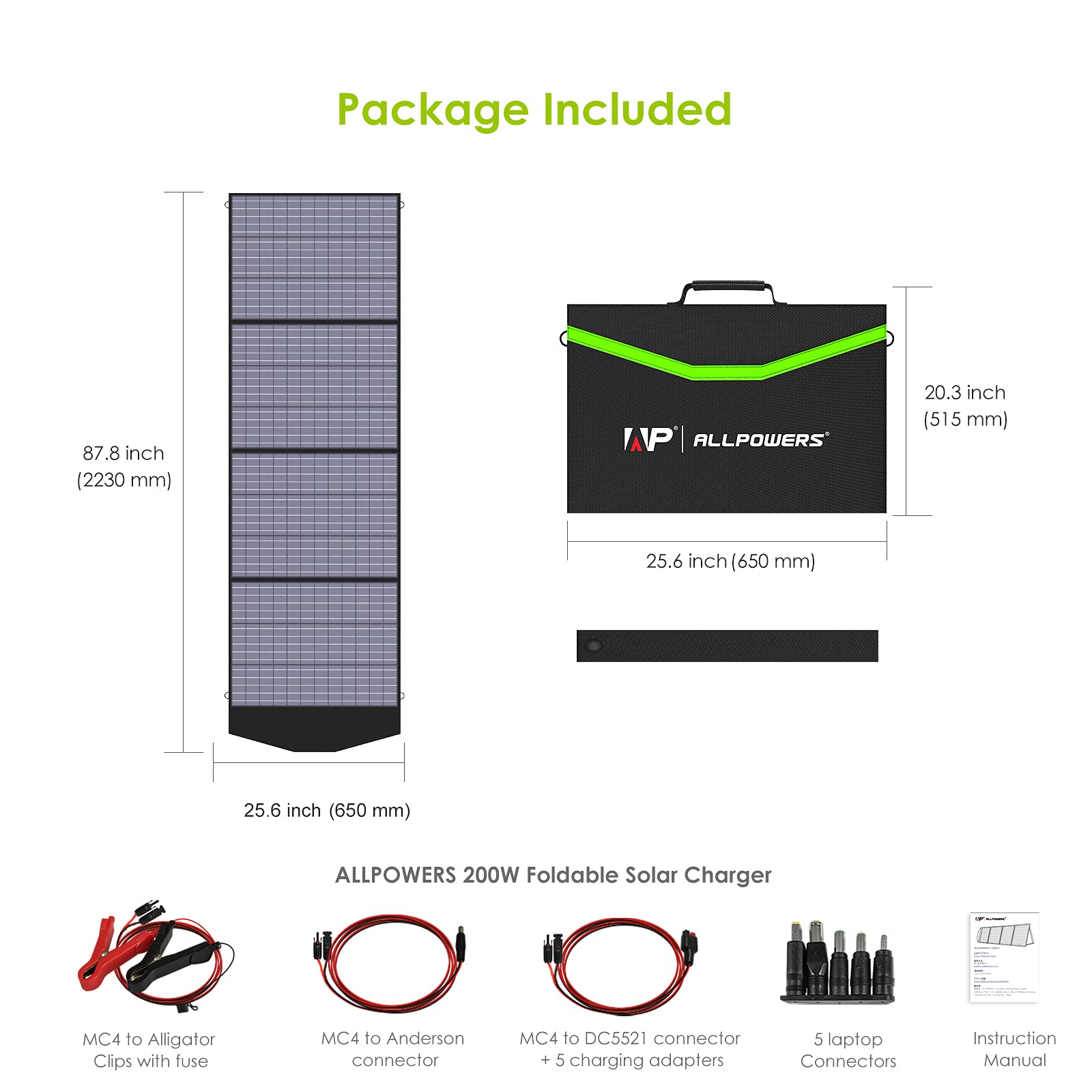 ALLPOWERS SP033 200W Portable Solar Panel 18V Foldable Solar Panel Kit with MC-4 Output Waterproof IP66 Solar Charger for RV Laptops Solar Generator Van Camping Off-Grid
