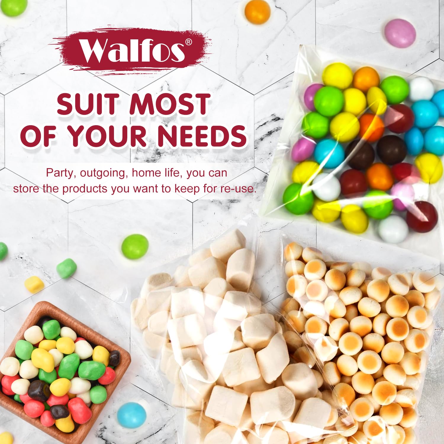 Walfos Clear Cellophane Bags, 4x6 Inch Transparent Soap Bags, Soap Wrappers for Homemade Soap Craft Gift Box Suitable for Packaging Gift & Cookies, Candy etc(200pcs