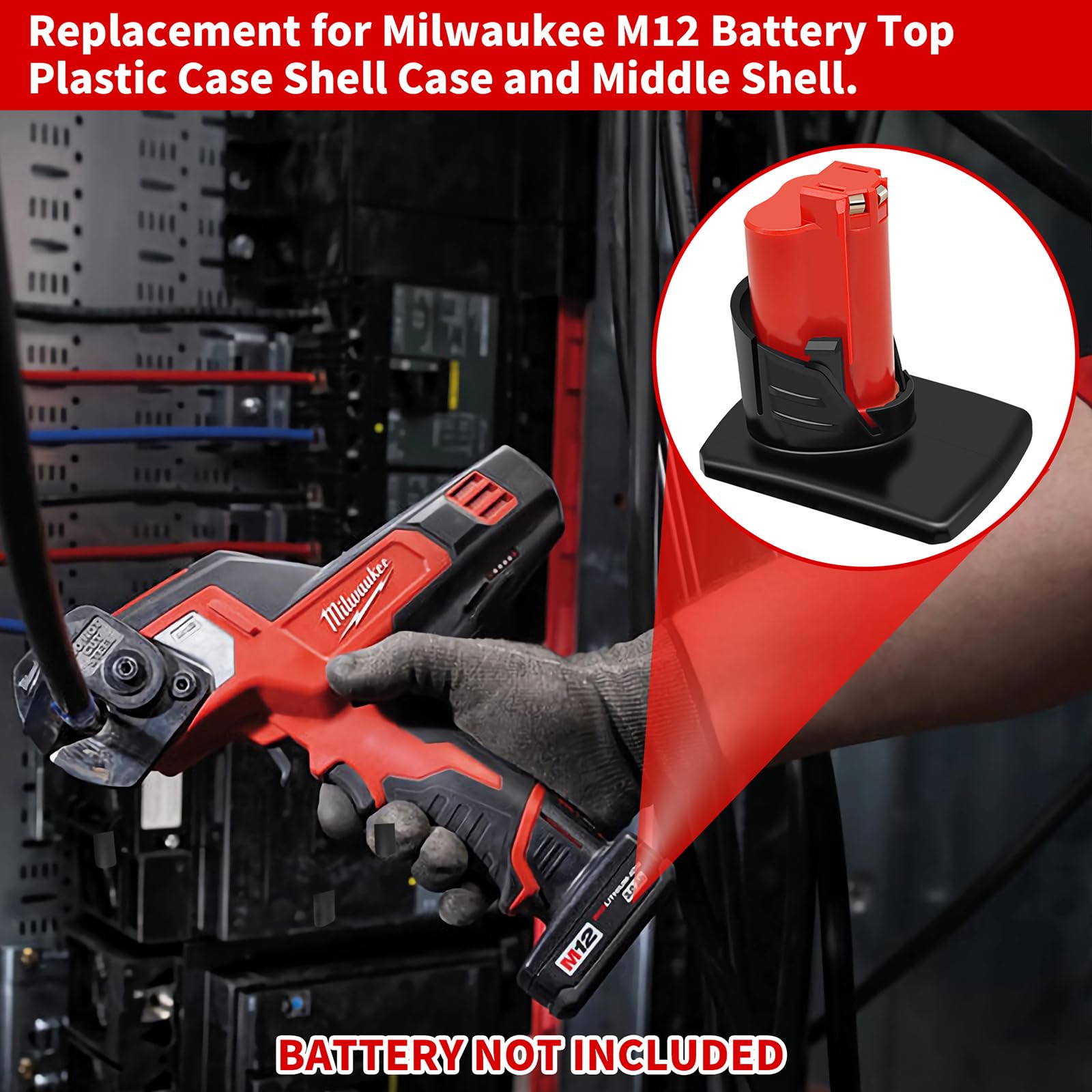 MOONDKIST 2 Set M12 Battery Case Replacement, M12 Plastic Case Parts Shells, M12 Battery Cover for Milwaukee 12V 48-11-2411 M12 Li-ion Battery