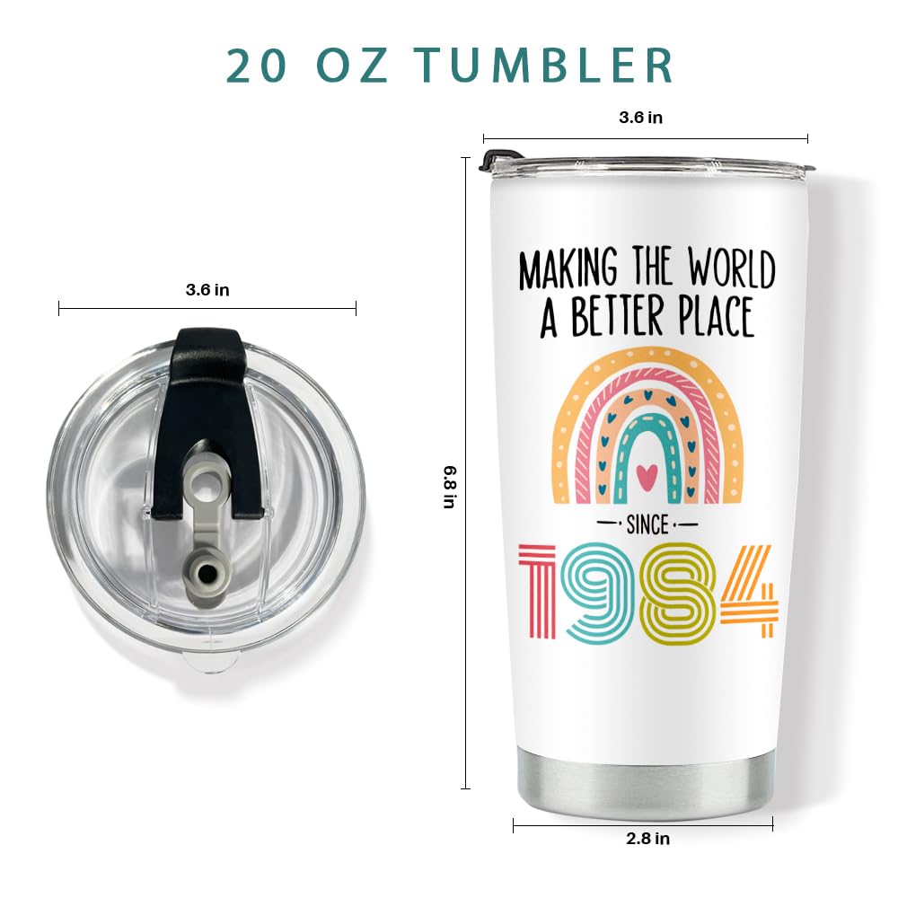 40th Birthday Gifts for Women, Tumbler 20 oz Stainless Steel Vacuum Insulated Tumblers, 1984 Birthday Gifts for Women, 40 Year Old Birthday Gifts, 40th Birthday Gift Ideas, 40th Birthday Tumbler