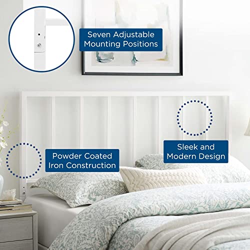 Modway Tatum Modern Farmhouse Metal Queen Headboard in White