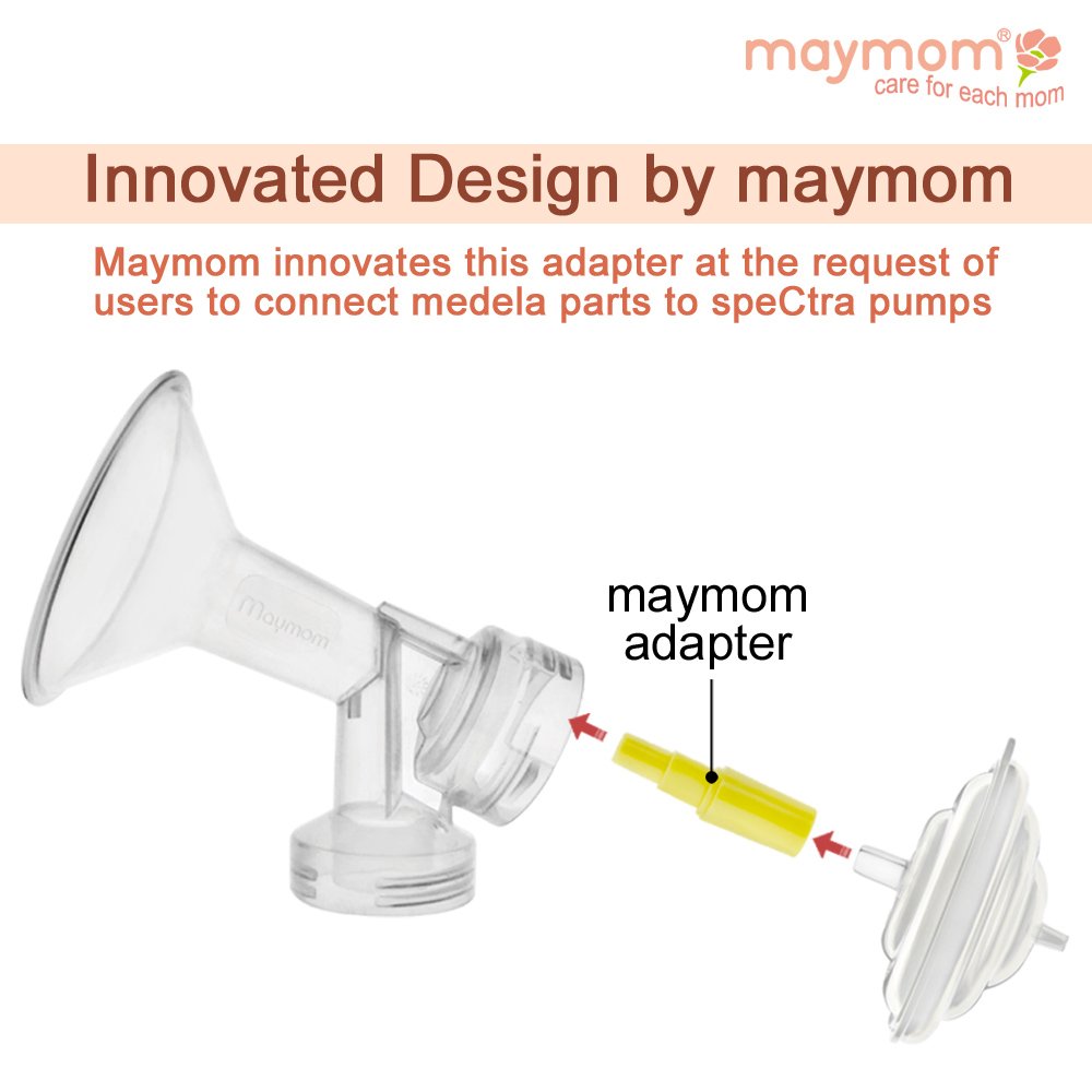 Maymom Flange Adapter Compatible with Spectra S2, Spectra S1, Compatible with Most Medela Breastshield; Connects Pump in Style and Spectra Backflow Protector; 2 Valve to Replace Spectra Duckbill Valve