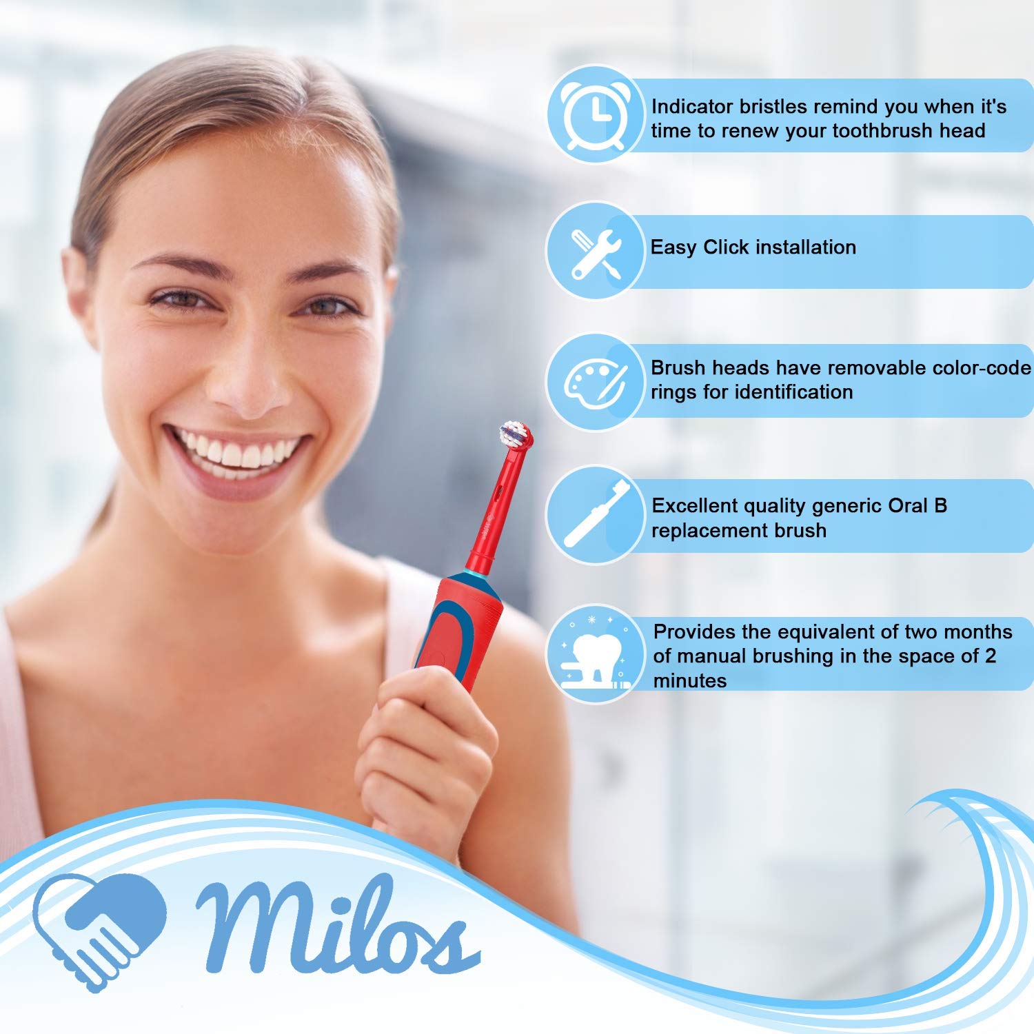 Milos Kids Toothbrush Replacement Heads for Oral-B, Pack of 4, Extra-Soft Bristles,Fits for Electric Braun Brush Heads, Refill for Vitality Precision Sensitive White and Clean Triumph