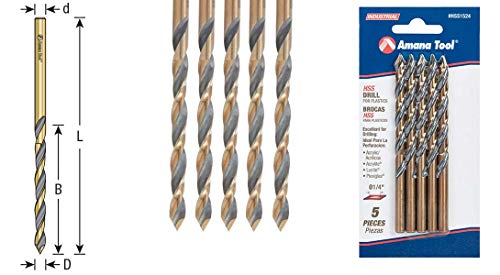 Amana Tool - (HSS1522) 3/16" Hss Plastic Drill 5 Pack