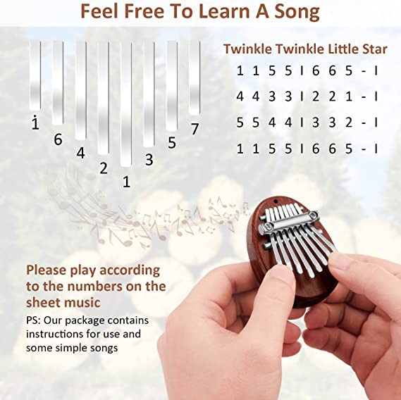 Lehay Mini Kalimba Thumb Piano 8 key Finger Mbira with Lanyard