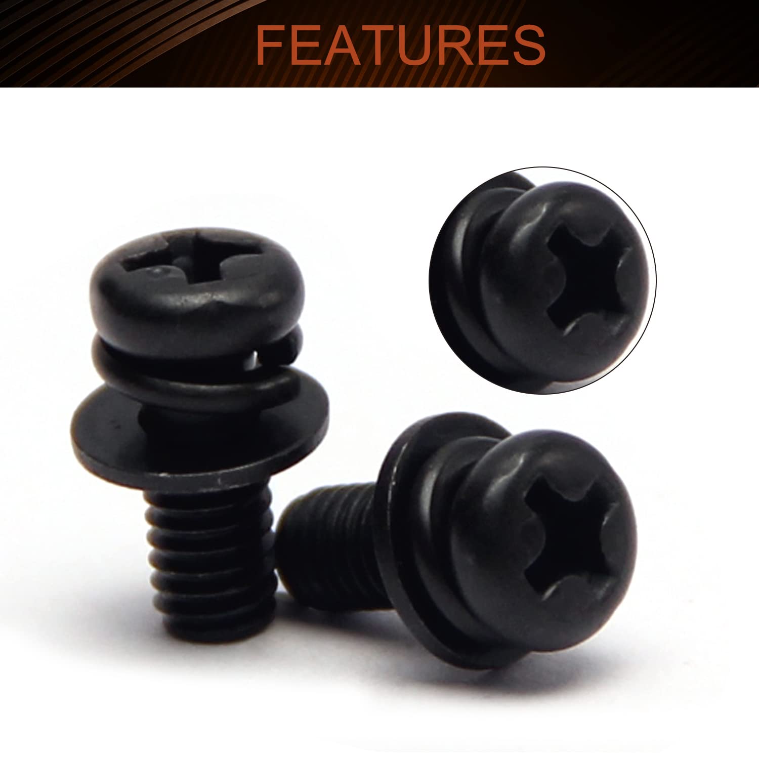 MroMax 50pcs M4-0.7 x 10mm Black Machine Screws, Combine Screws with Spring Washer and Plain Washers, Phillips Drive, Pan Head, Carbon Steel, Small Replacement Screw for Knobs Pull Handle