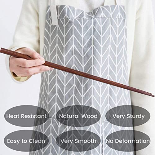 Donxote Wooden Noodles Kitchen Cooking Frying Chopsticks 16.5 Inches Brown Extra Long Set of 2 Pairs