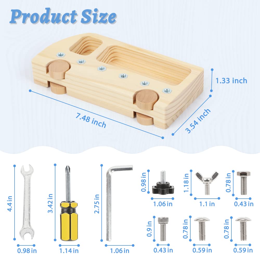 YGORTECH Montessori Wooden Screw Driver Board for Kids, Montessori Toys for 3 Year Old, Basic Skills Educational Sensory Learning Toy for Kids Toddlers Preschool.