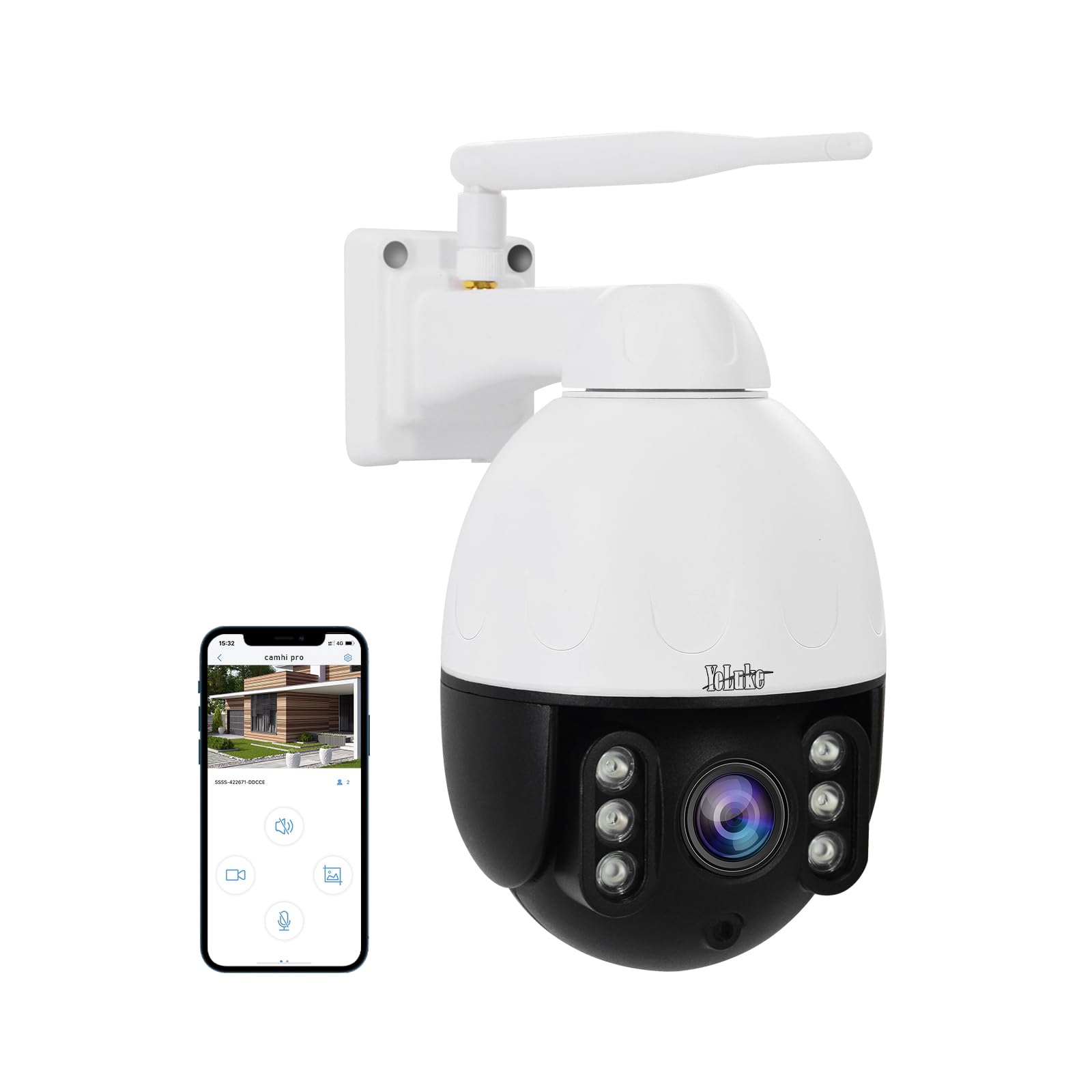 YoLuKe PTZ Camera Outdoor,5MP 5X Optical Zoom WiFi IP Camera with 360° Rotate and 30 Meter View Distance/Human Detection & Auto Tracking/Two Way Audio/IP66 Waterproof/Night Vision