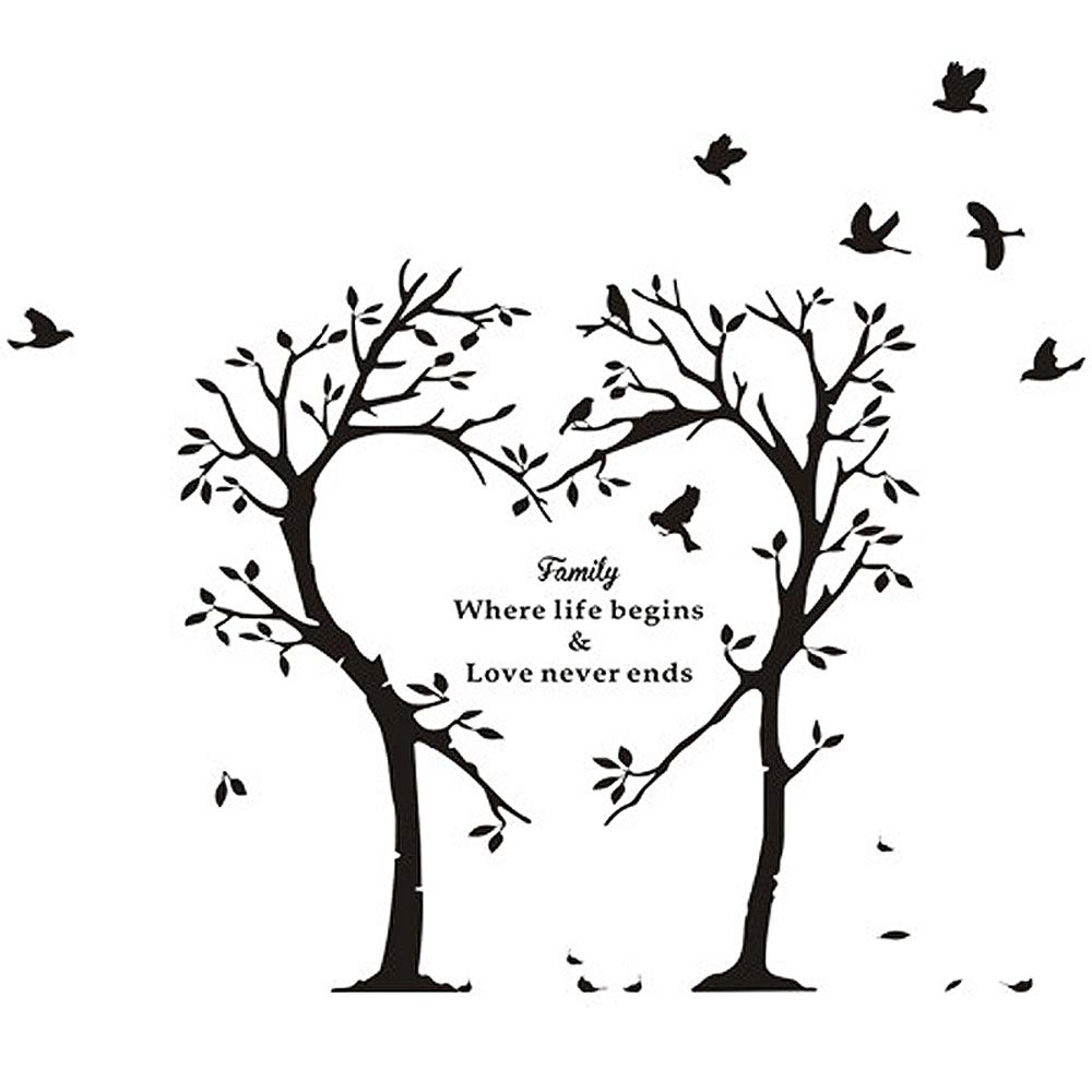 BooDecal Nature Series Heart Tree Quote Wall Decal Mural Sticker Decor for Nursery Bedroom Living Room 39 inches x 35 inches