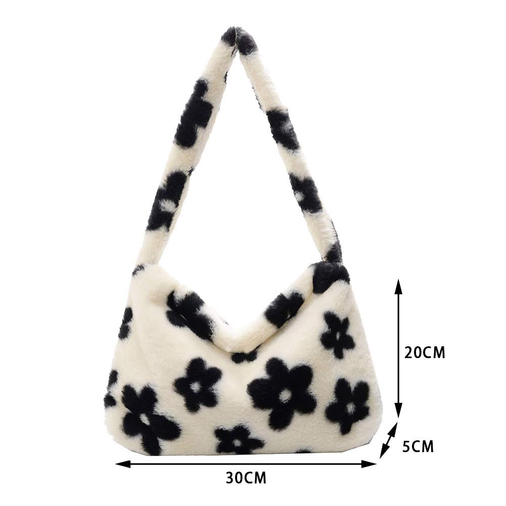 Fluffy Tote Bag Y2K Shoulder Bag Cute Y2K Furry Purse Plush Bag Aesthetic Plush Underarm Bag for Women