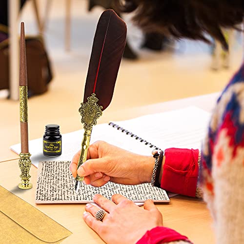 Calligraphy Set For Beginners, Calligraphy Pens for beginners, Calligraphy Pen Set, Calligraphy Kit for Beginners, feather pen, quill pen, quill and ink set, Wooden Feather Pen with Wax Stamp Set