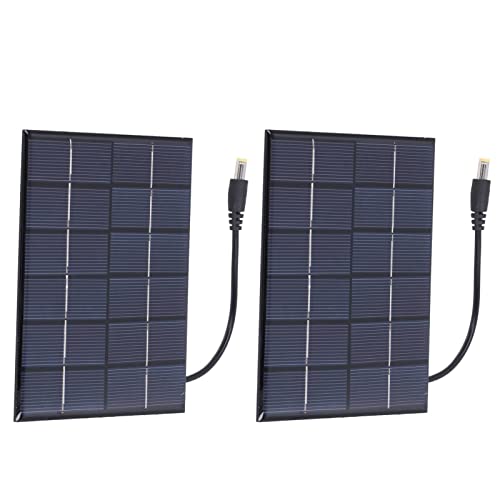 2Pcs Solar Panels Dc5521 2W Solar Energy Battery Charger 3.7V Rechargeable 3.7V Battery Polysilicon 0 330Ma Material 7.5V for 6V Charger Power Short Circuit Voltage Battery