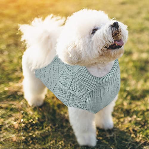 ASENKU Dog Turtleneck Sweaters, Winter Dog Sweaters Clothing, Classic Wired Knit Clothing for Cold Weather, Ideal Gift for Pets(Blue, S)