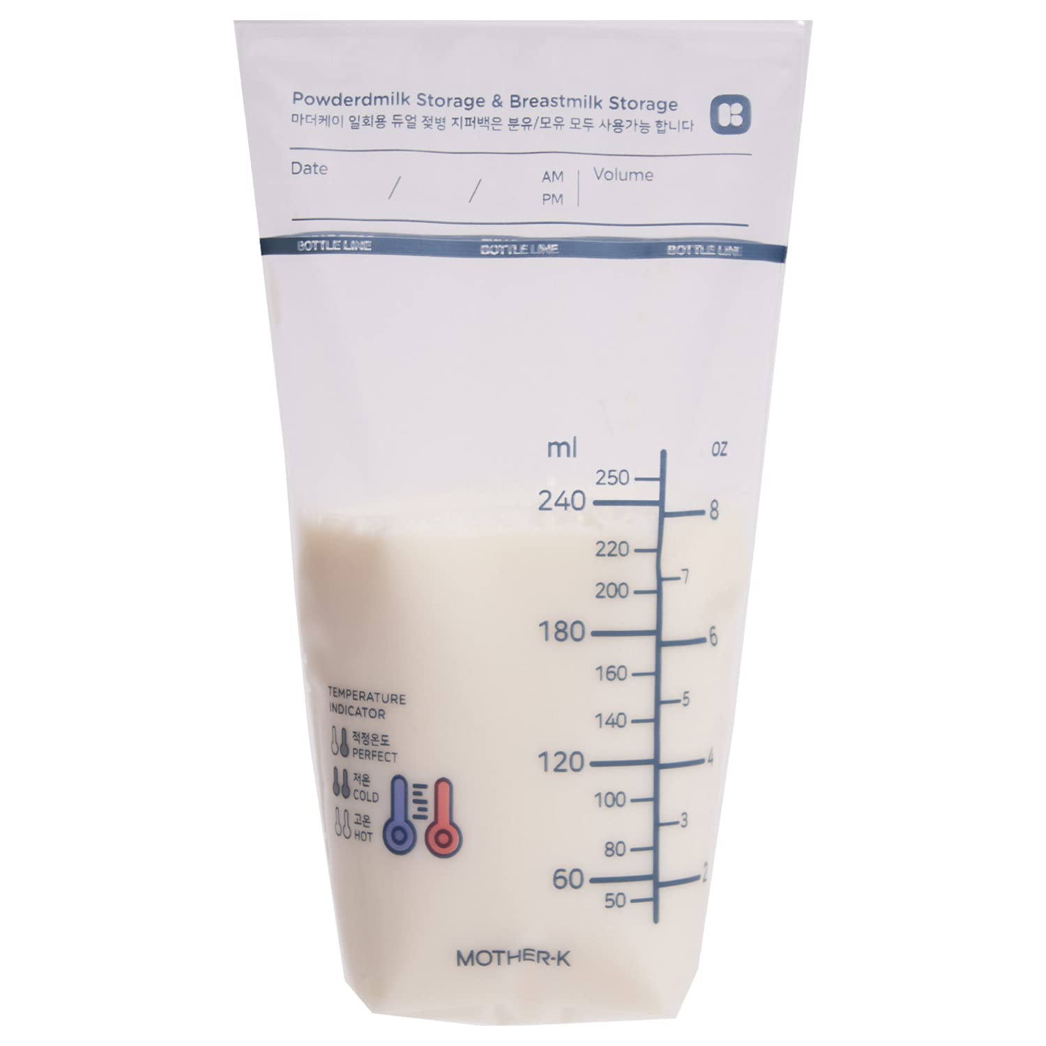 MOTHER-K Breast Milk Storage Bag, Doubled-Sealed for Freezing, Can be used Baby bottle liners (8oz, 50 Counts)