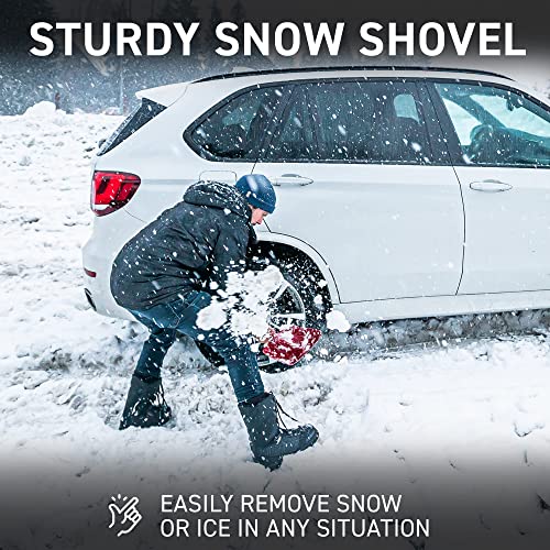 72 HRS Collapsible 3 in 1 Aluminum Compact Multi-Purpose Snow Shovel for Snow Removal in Car, Van, SUV, Truck, Snowmobile Accessories, Gardening Hand Tools Best for Emergency Purpose (Red 21β-32β)β¦