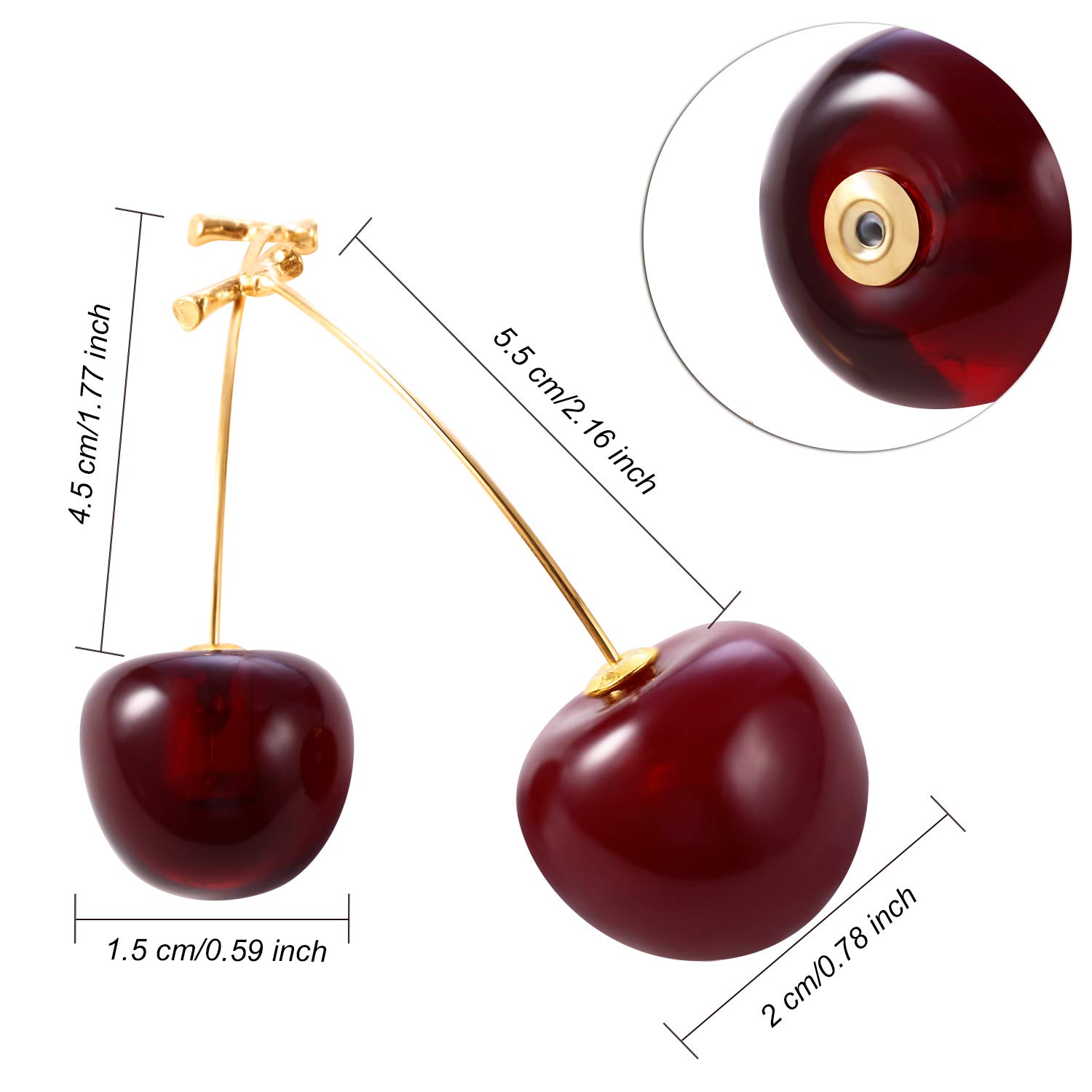 4 Pairs Cherry Drop Earrings Cherry Dangle Jewelry Fruit Dangle Earrings for Women Friends