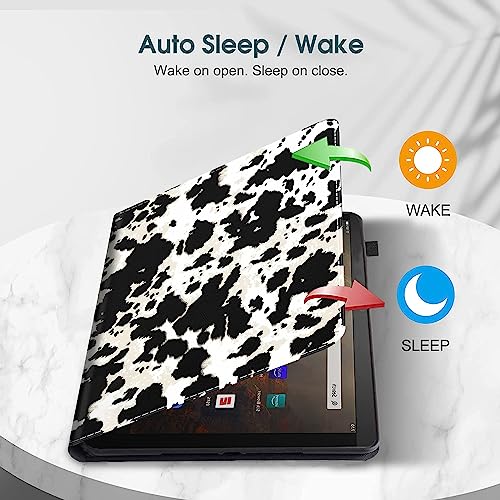 Case for All-New Amazon Kindle Fire 7 (2022 Release-12th Generation), Multi-Angle Smart Stand Cover Auto Sleep/Wake for Amazon Kindle Fire HD 7 Tablet,Cow Skin Pattern