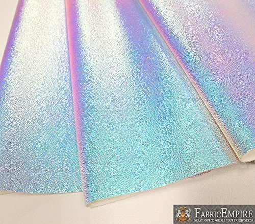 Fabric Empire Vinyl Upholstery Embossed Skin Holographic Glossy Fabric Light Blue 54" Wide Sold by The Yard