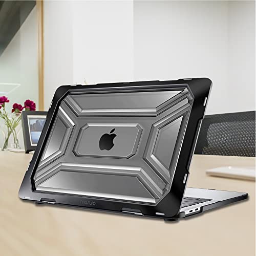 MOSISO Compatible with MacBook Pro 13 inch Case M2 2023 2022 2021 2020 A2338 M1 A2289 A2251 with Touch Bar Touch ID, Heavy Duty Plastic Hard Shell Case with TPU Bumper & Keyboard Cover, Black