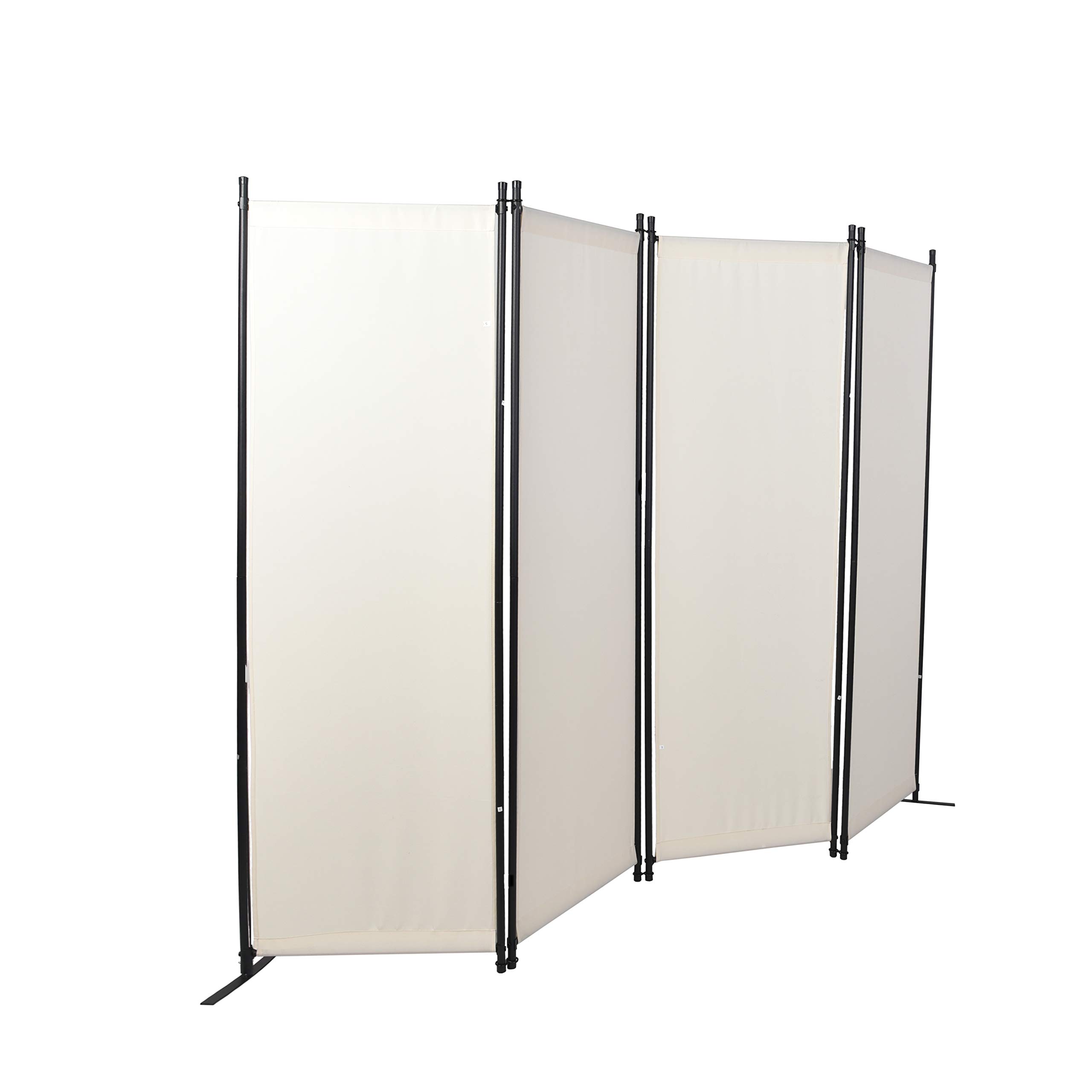 4 Panel Room Divider Privacy Screens Home Office Accents Folding Steel Frame White (White)