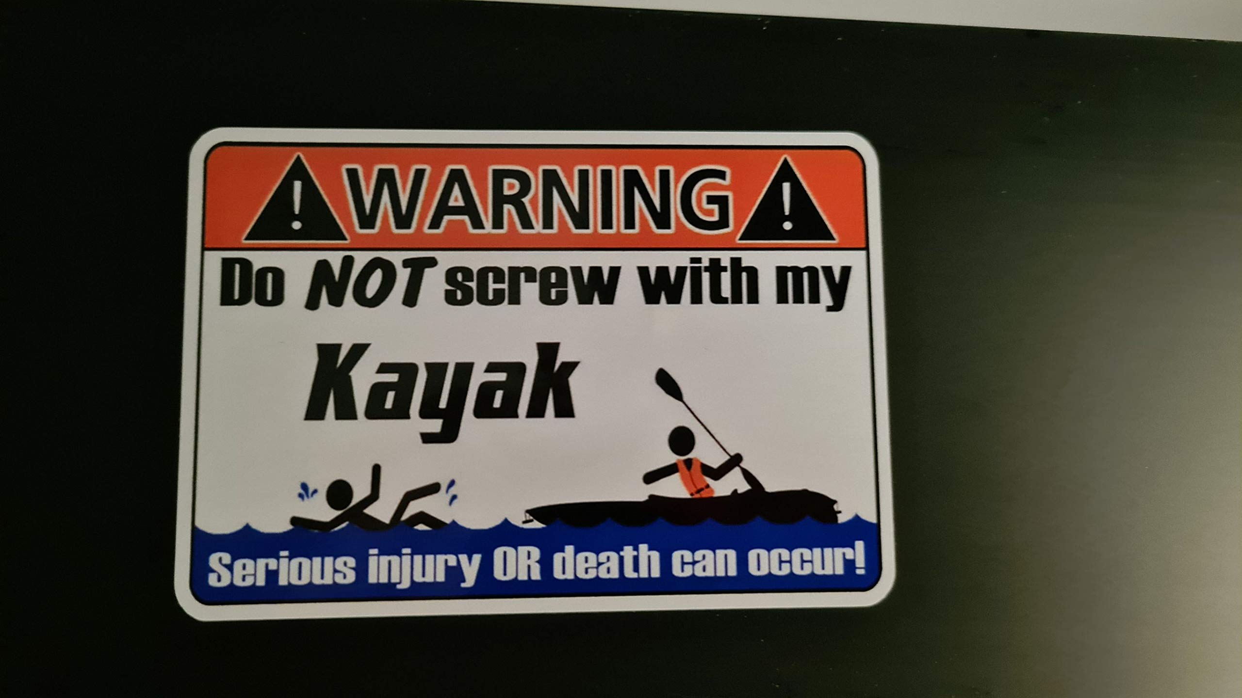 2 pcs Kayak Warning Sticker Decal, Kayak Decals for Kayak, Canoe, Fishing Boat, Wall, Car