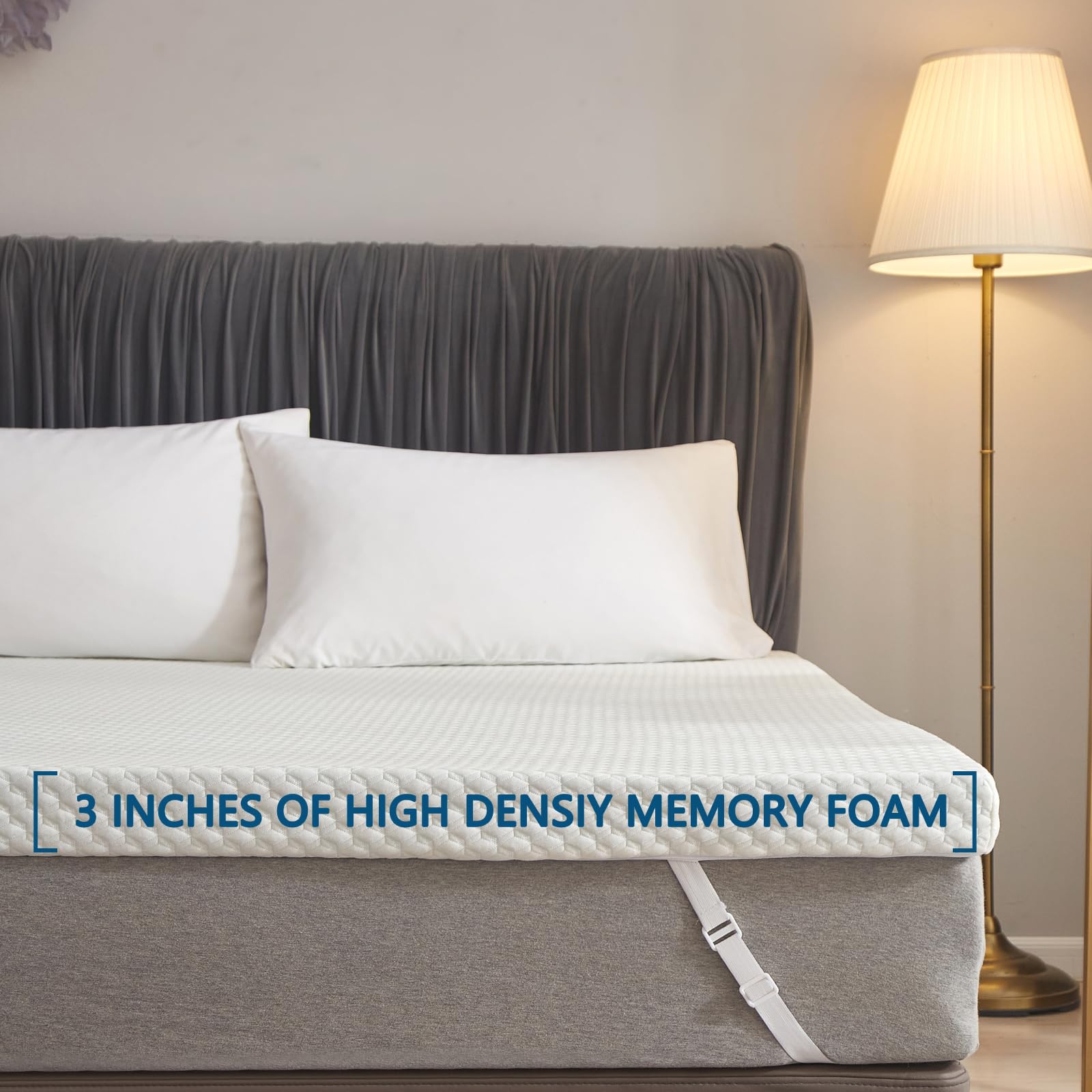 Yarnsoft 3 Inch Gel Memory Foam Mattress Topper Twin Size, Cooling Mattress Pad Cover, Non-Slip Removable & Washable Cover,Soft & Breathable
