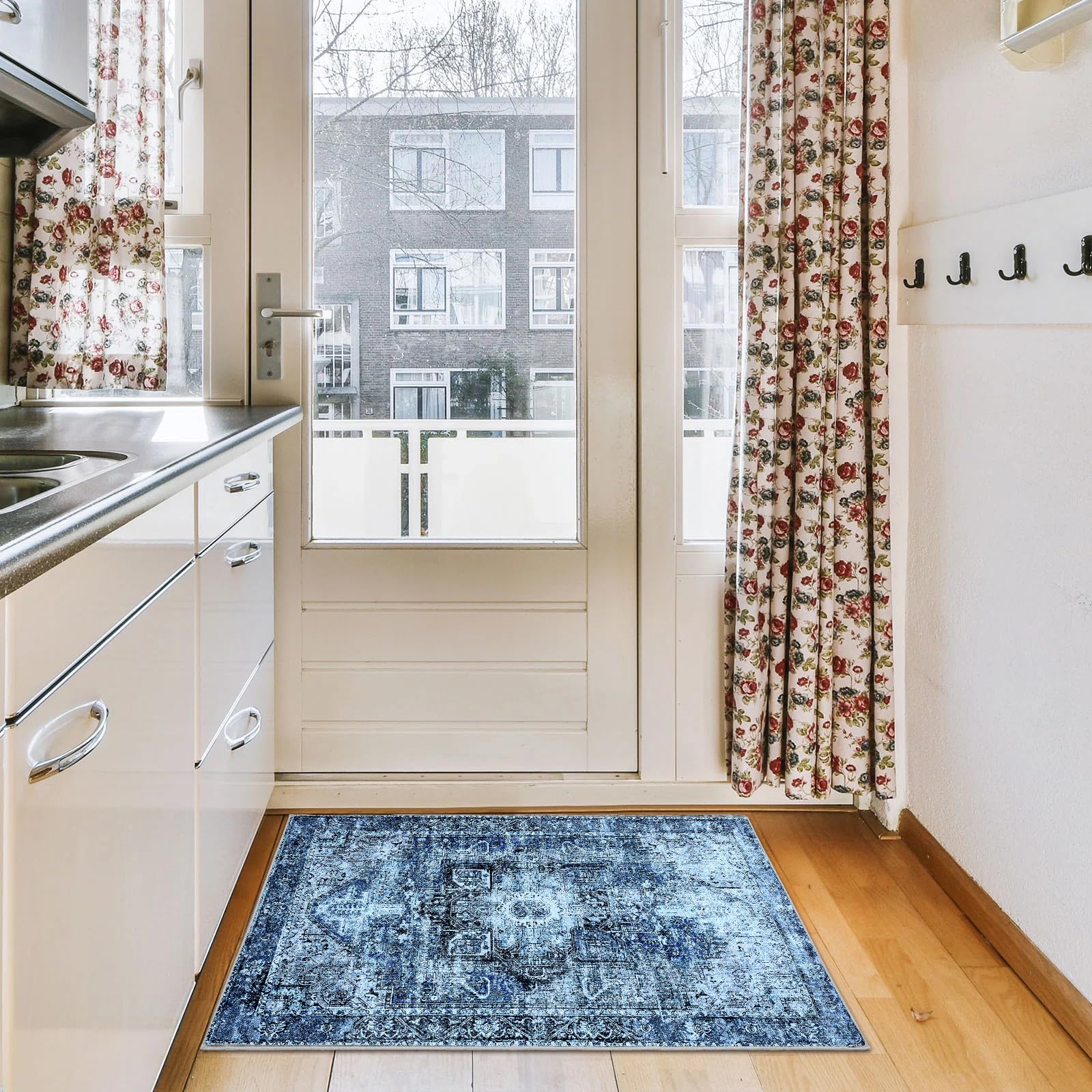 Worxvell 3x5 Washable Rug - 3x5 Bedroom Non Slip Rugs for Kitchen Bathroom Area Rug Oriental Backing Rubber Carpet for Small Entryway Entry Office Indoor Low Pile Throw Mat