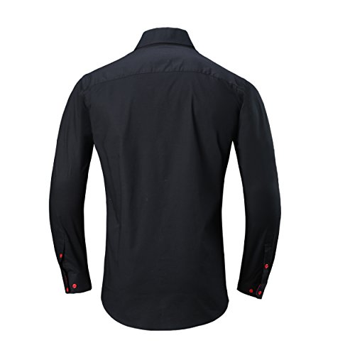 Alex Vando Mens Dress Shirts Regular Fit Long Sleeve Stretch Business Dress Shirts for Men,Black,X Large