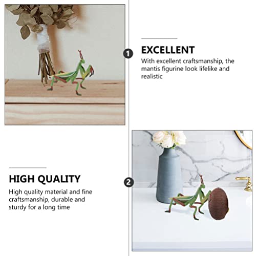 Fake Mantis Insect Figure Model: Plastic Praying Mantis Figurines Model Kit Insect Animal Prank Gifts for Table Decor Garden Animal Props 2Pcs