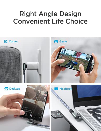 AINOPE 100W USB Charging Cable, 90° Cable, 6.6FT, Grey