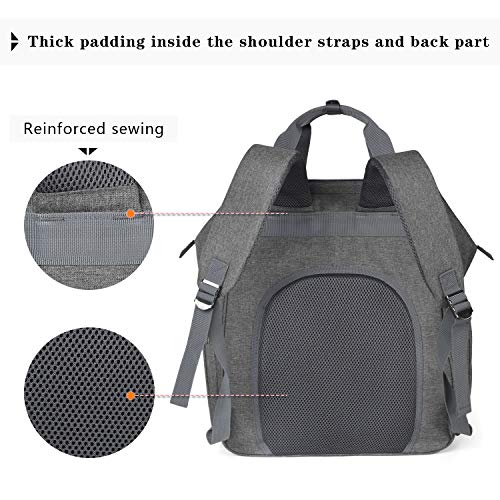 LUXJA Breast Pump Bag with Compartments for Cooler Bag and Laptop, Breast Pump Backpack with Breastmilk Bottle Pockets (Fits Most Major Breast Pump, Suitable for Working Mothers), Gray