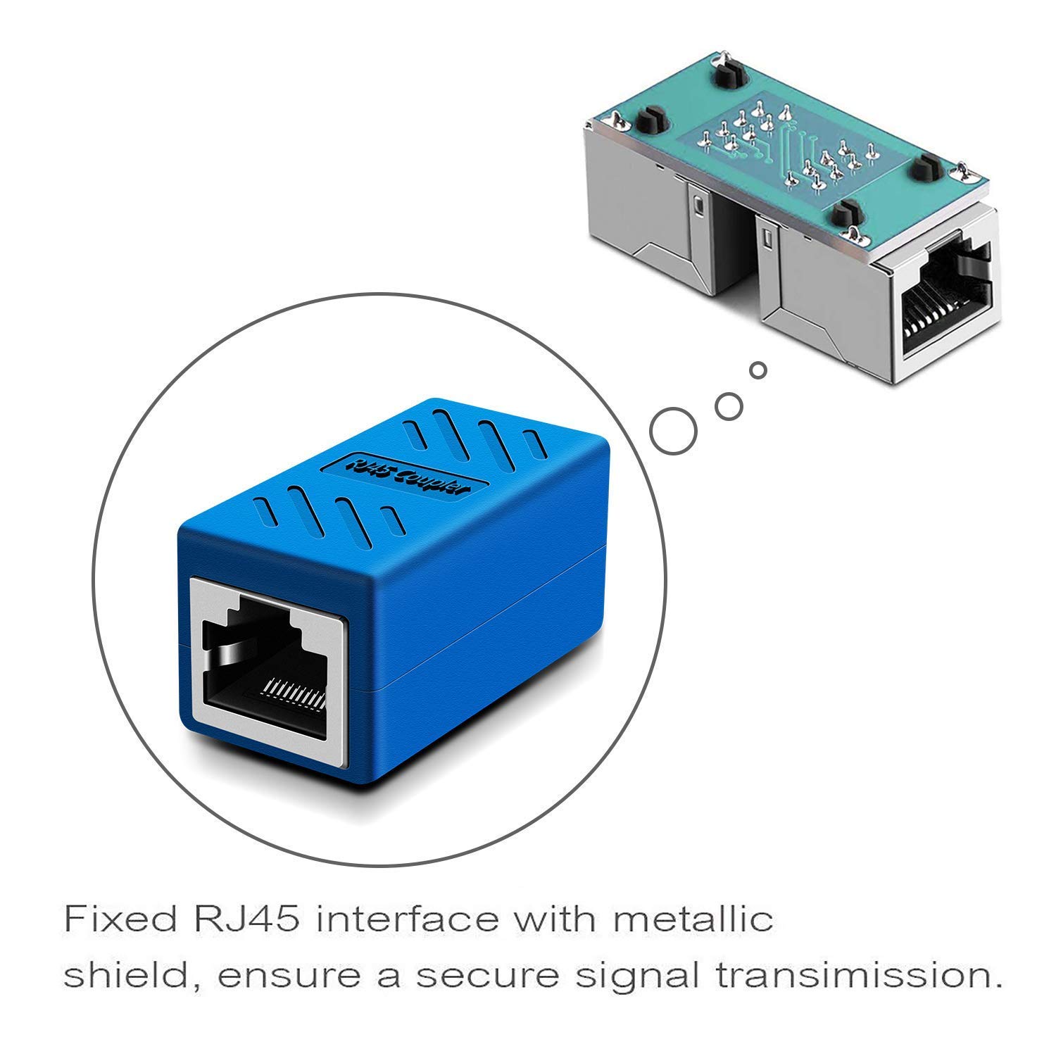 RJ45 Coupler, Cat6 RJ45 Coupler Ethernet Extension, Network Connectors for Cat7/Cat6/Cat5e/Cat5 Ethernet Cable - Network Cable Coupler Female to Female (Blue-5 Pack)