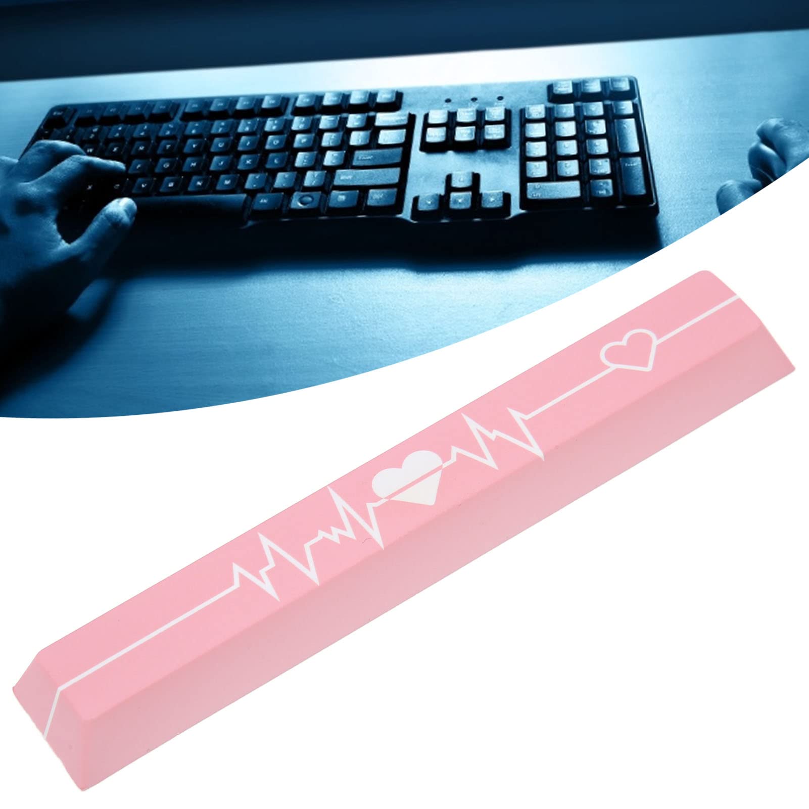 Archuu Heartbeat Cutesy Spacebar Keycaps,PBT Cute Cartoon DIY Mechanical Gaming Keyboards Keycaps, Gaming Keycaps,Keyboard Replacement Accessories