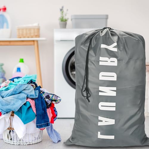 Laundry Bag - Locking Drawstring Clos.XL Travel Laundry Bag, Machine Washable Dirty Clothes Organizer, Large Enough to Hold 4 Loads of Laundry, Easy Fit a Laundry Hamper or Basket (gray,4" x 36")
