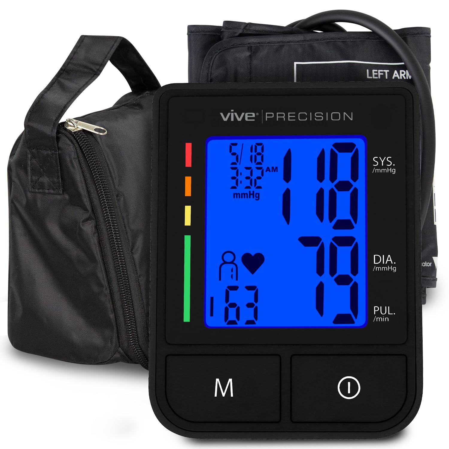 Vive Blood Pressure Machine Monitor & Cuff - Upper Arm BP Automatic Digital Bluetooth Read Out for Blood-Pressure Support System, Sphygmomanometer Heartbeat Detector, at Home High & Low Read-Out
