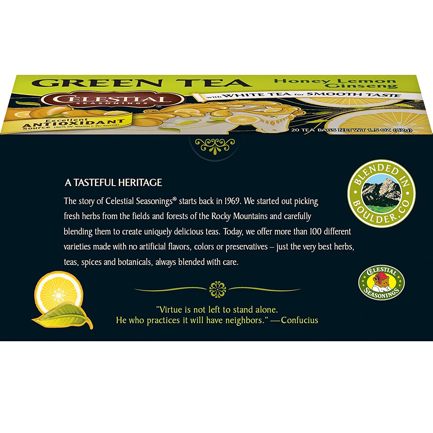 Celestial Seasonings Honey Lemon Ginseng Green Tea Bags, 20 ct (CELESTIAL618199)