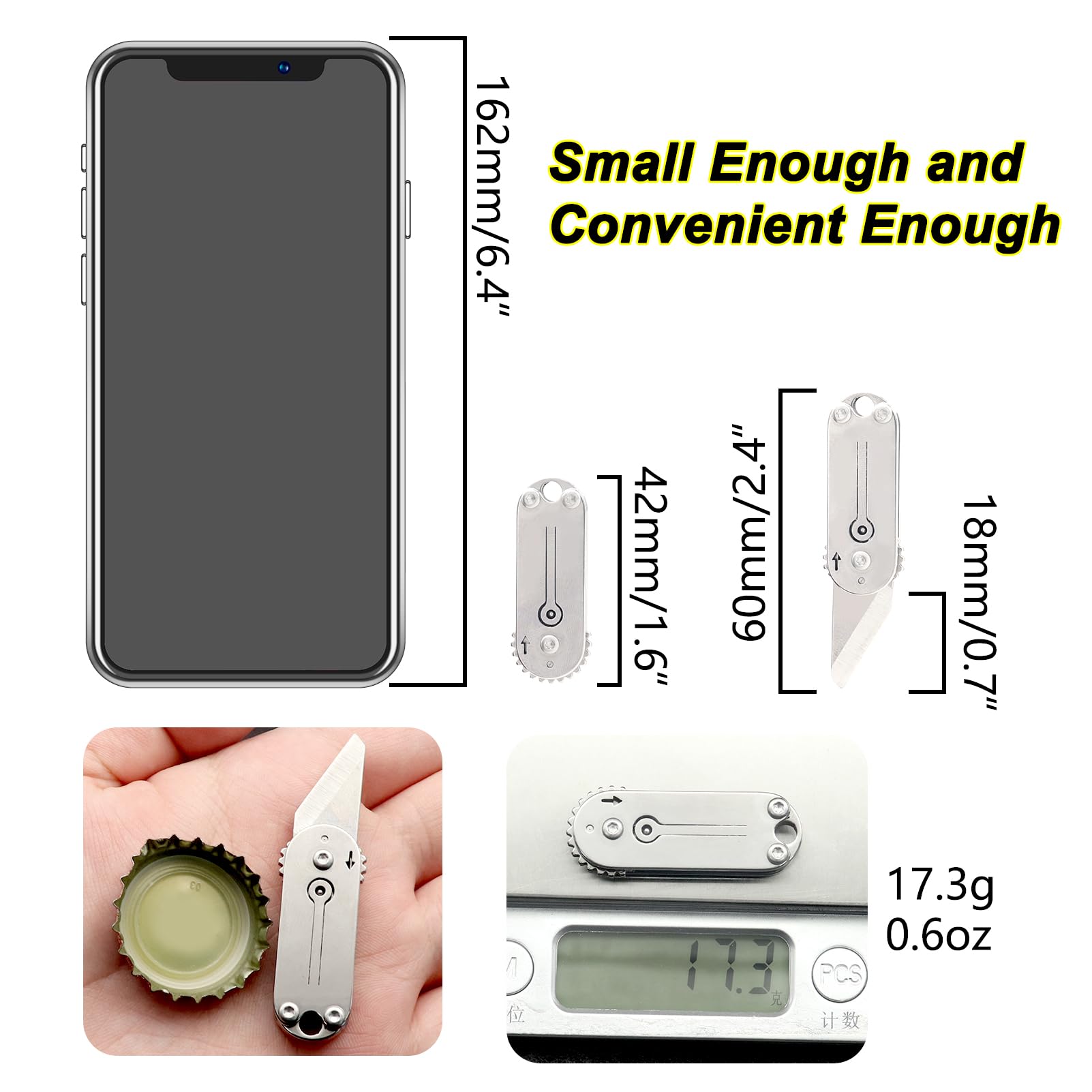 PJYTAC Mini Pocket Knife, Portable Small Stainless Steel EDC Tool Box Opener Knife for Daily Use and Outdoors(2 Packs)
