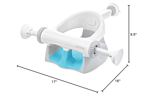 Summer Infant My Bath Seat Soft Support (Aqua ) – Contoured Bath Seat for Children Transitioning to the Adult Bathtub – Features Drain Holes, Sure & Secure Suction Cups, and Spacious Open-Side Design