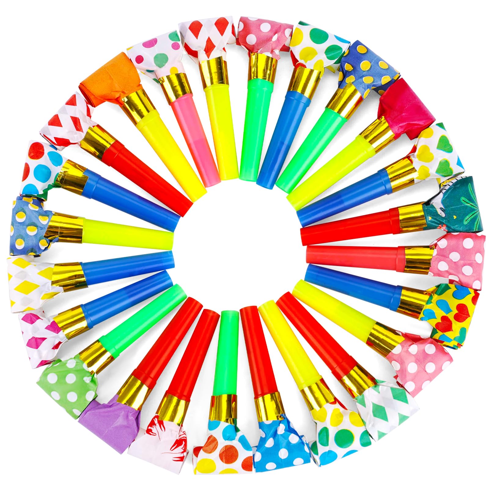 LovesTown 40PCS Party Blowers, Colorful Birthday Noisemakers Birthday Blow Horns Party Whistles New Years Party Noisemakers Party Blowouts