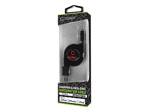 Cellet Retractable iPhone Charger Cable, Lightning Charging Cord, Compatible for Apple iPhone 14 Pro Max Plus13 12 11 iPad Pro Air, iPad Mini, Air Pod, (Apple MFI Certified)