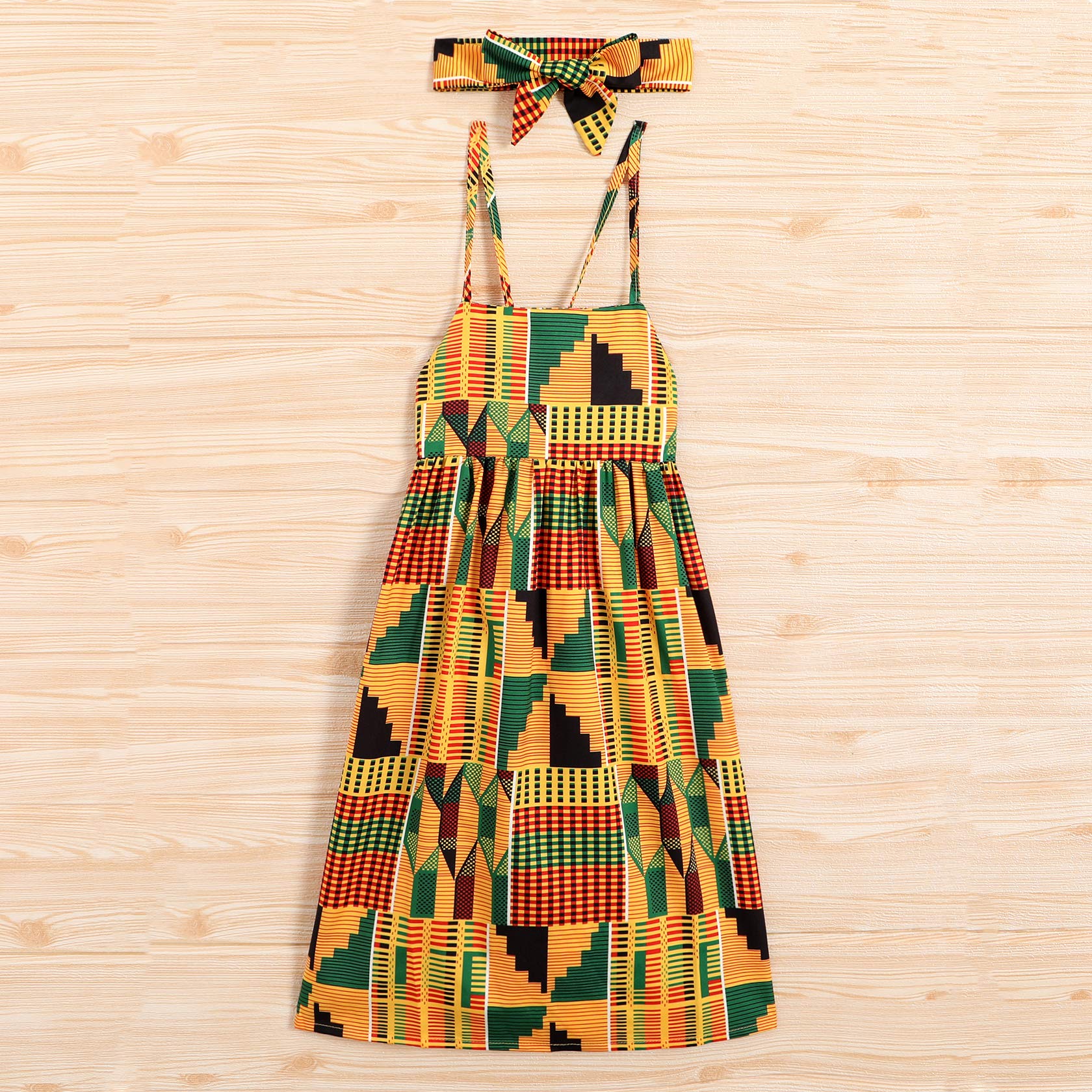 YOUNGER TREE African Baby Clothes Girl Dashiki Ankara Outfit Set (6-7 Years, Long Dress)