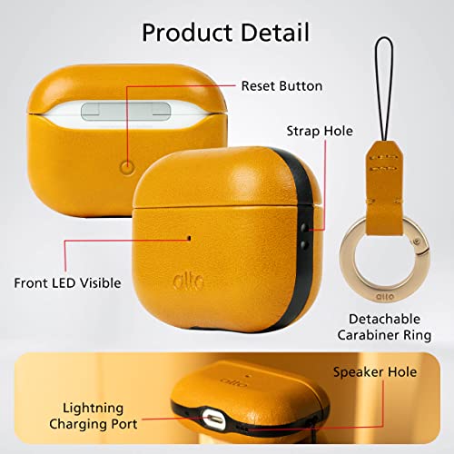 Alto Case for AirPods Pro 2 with Keychain, Italian Leather Case Cover Compatible AirPods Pro 2nd Generation 2022 Women Men Protective Hard Shell Supports Wireless Charging Front LED Visible (Brown)