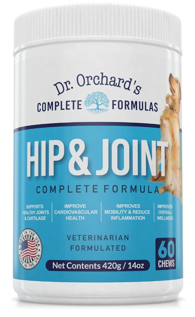 Dr. Orchard's Advanced Hip & Joint Chews - Duck Flavor- (60ct) Pain & Inflamation Relief with Glucosamine, Manganese, Chondroitin, MSM - Dog Chewable Supplement (60 Count)