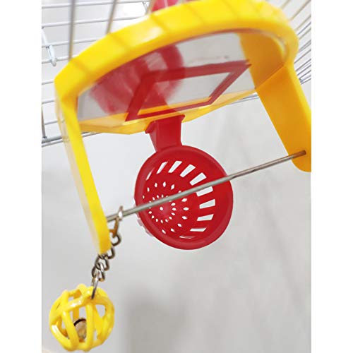 QBLEEV Bird Basketball Toy with Mirror, Bird Hanging Training Toys for Cage,Parrot Chew Ball Foraging Toys, Bird Interactive Intelligence Toy for Budgies Parakeets Cockatiels Conures,Easy to Install