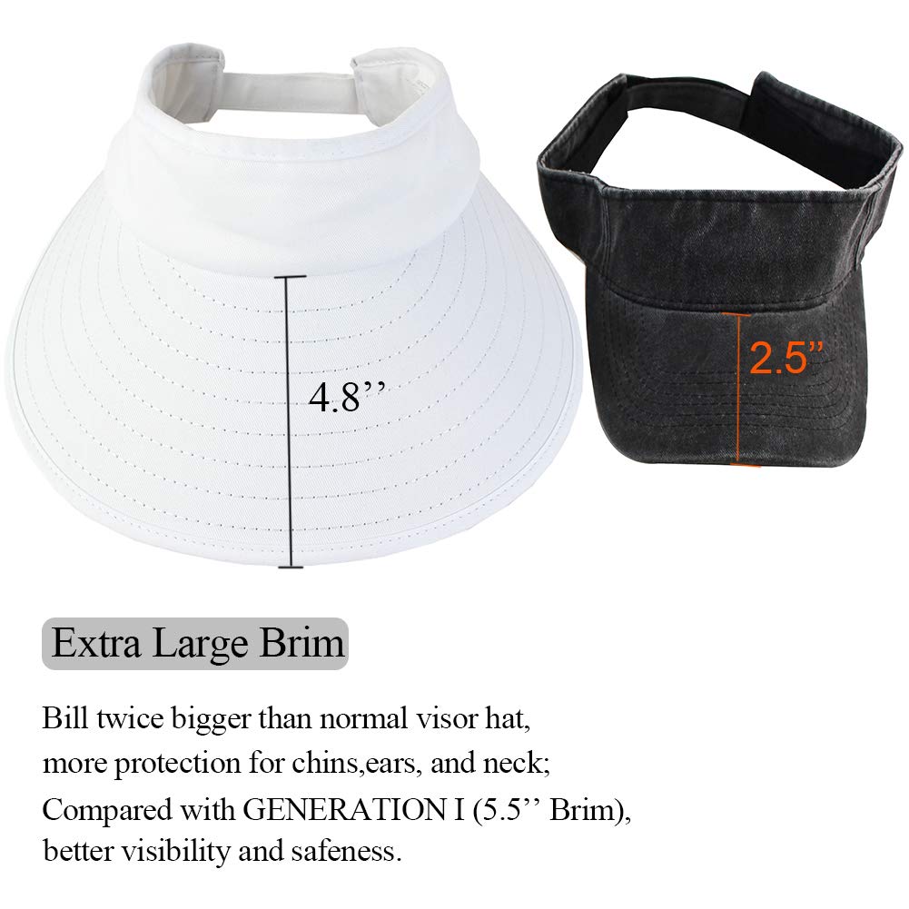 2PCS Wide Brim Sun Visor Hat Women Large UV Protective Golf Beach Cap, Design in Korea