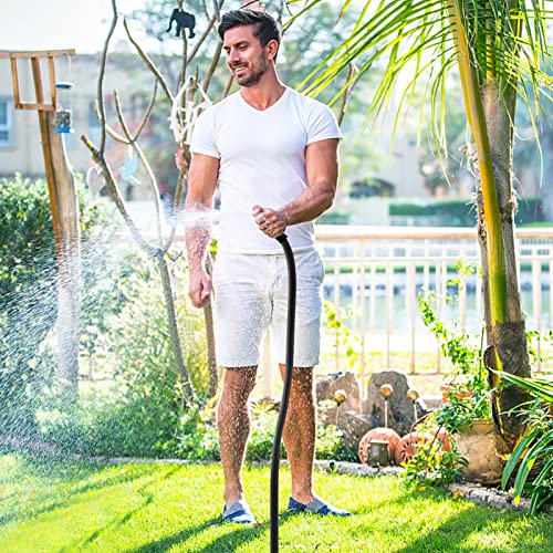 Famyards Garden Hose 50FT, 5/8'' Water Hose Drinking Water Safe Lead-free, No Kink and Leak Garden Hose For RV, Trailer and Camping, Black