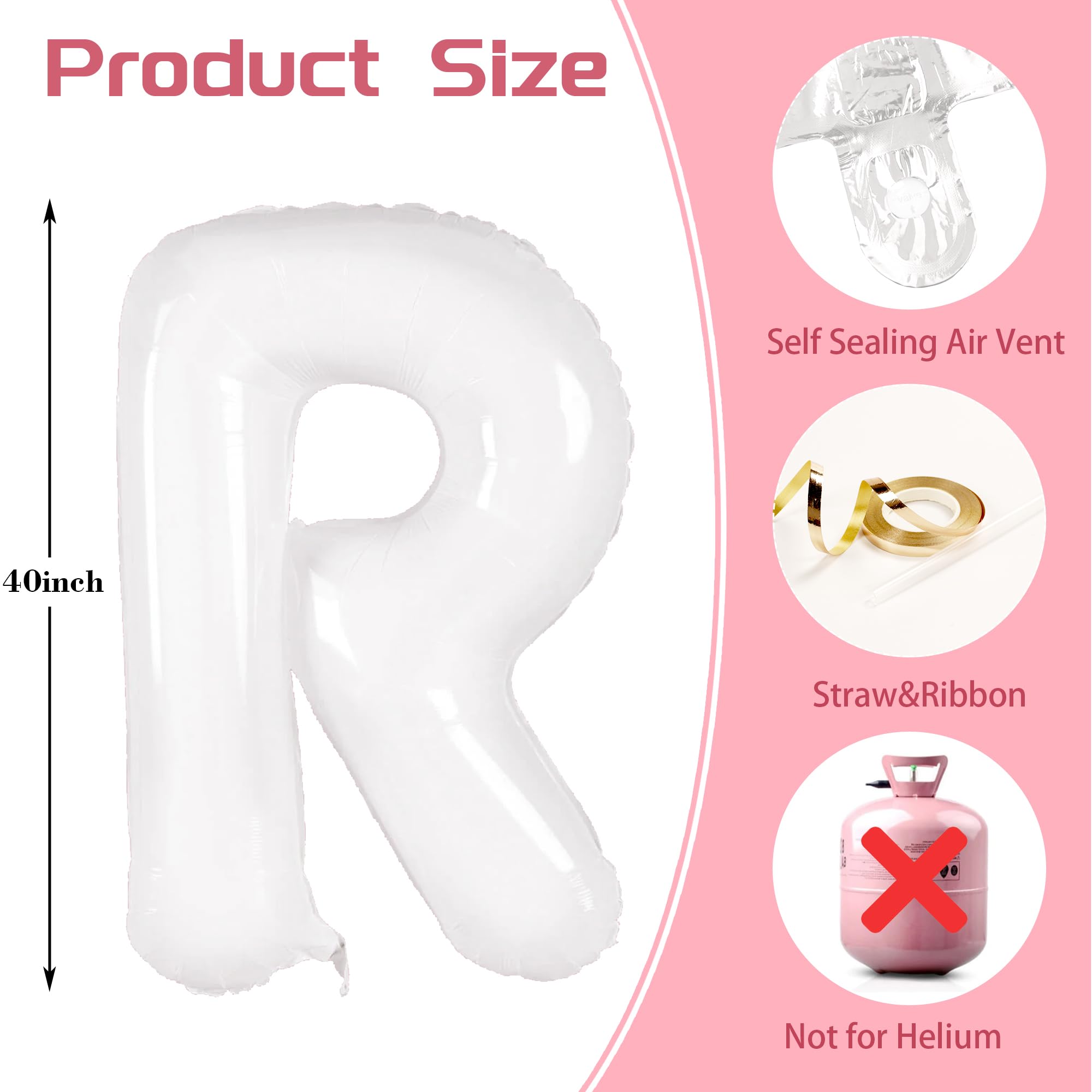 40inch Bride Balloons - Jumbo Bride to Be Balloons for Bridal Shower Bachelorette Party Decorations and Engagement Party Supplies (White)